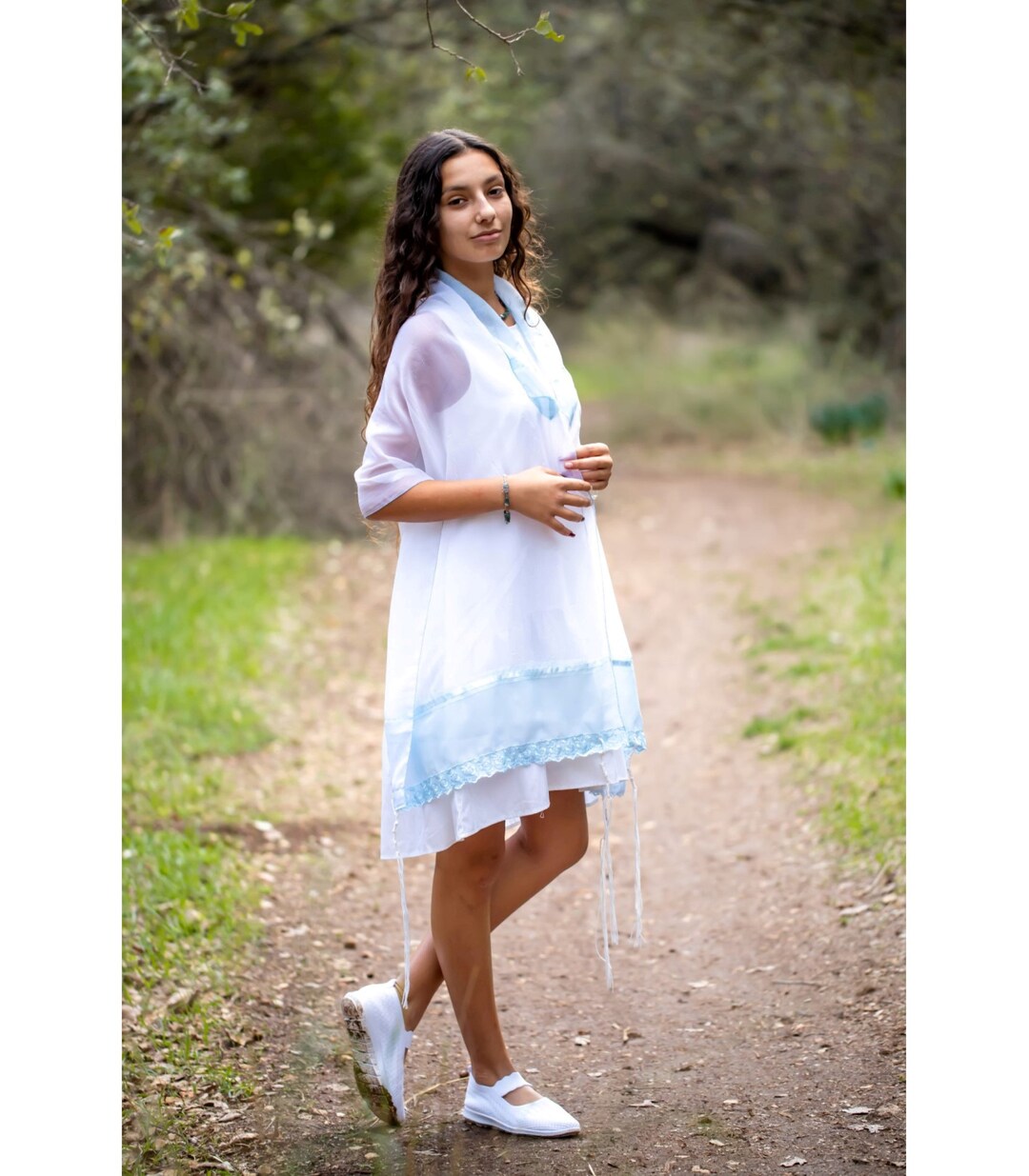 Personalized Sheer Tallit, Blue Lace Decorated Tallit for Women ...