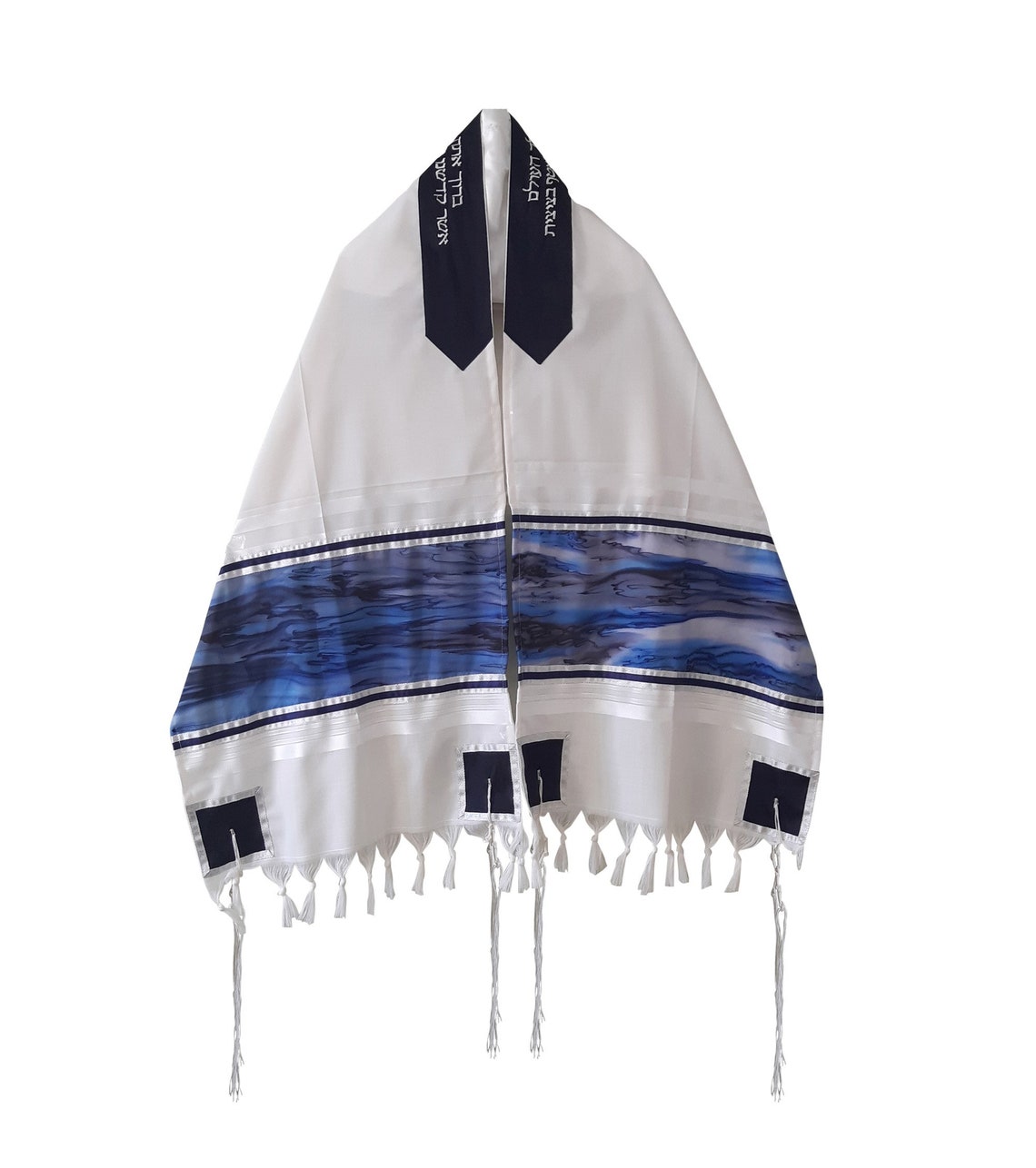 Moon Surface & Sea Hand Painted Silk on Wool Tallit Bar - Etsy