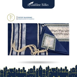 The Peace Tallit in Blue & Silver Bar Mitzvah Tallit, Jewish Prayer ...