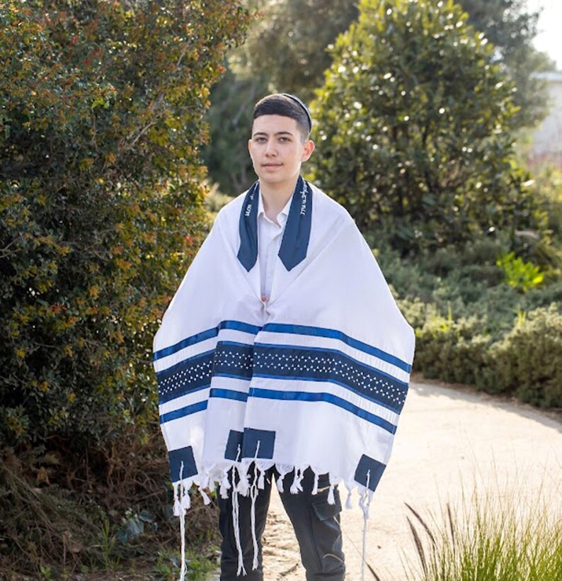 Personalized Tallit Blue Star of David Bar Mitzva Tallit, Tallis ...