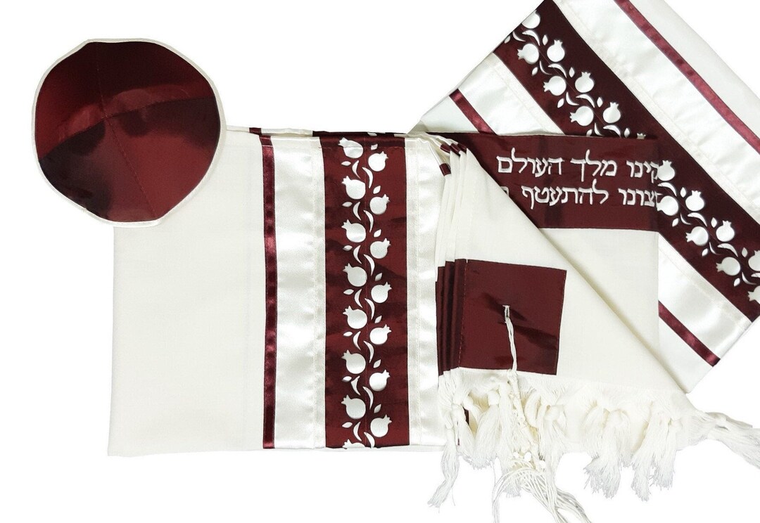 Personalized Wool Tallit Tzitzit for Boys and Men, Dark Red ...