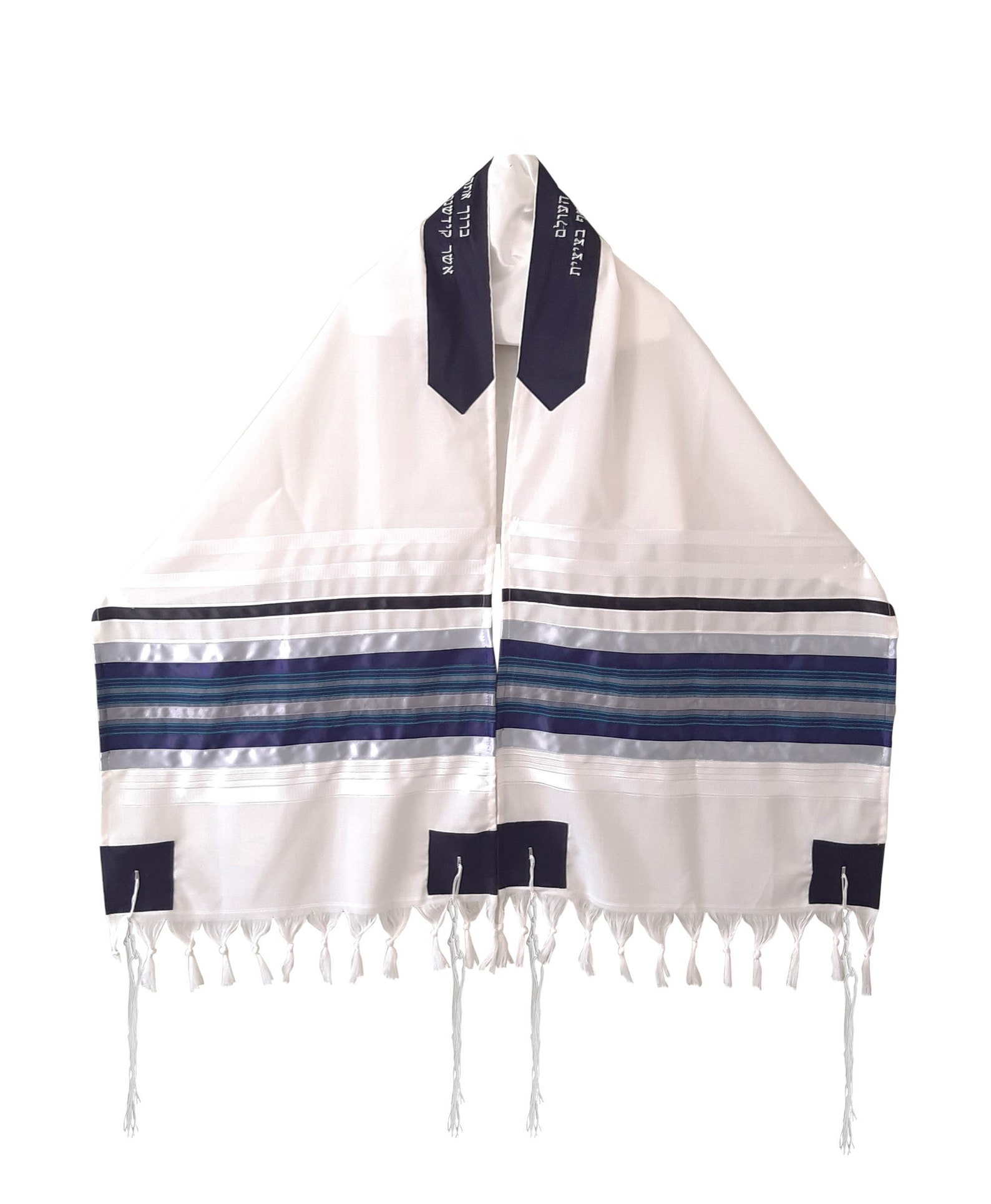 Tallit for Man in Blue Gray and Silver Shades Bar Mitzvah - Etsy