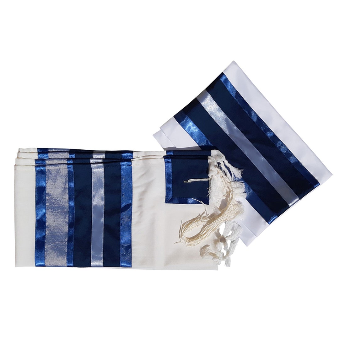 Personalized Bar Mitzvah Tallis With Blue Stripes, Handmade in Israel ...