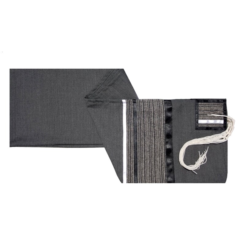 Personalized Tallit Gadol, Gray Tallit With Black and White Stripes ...