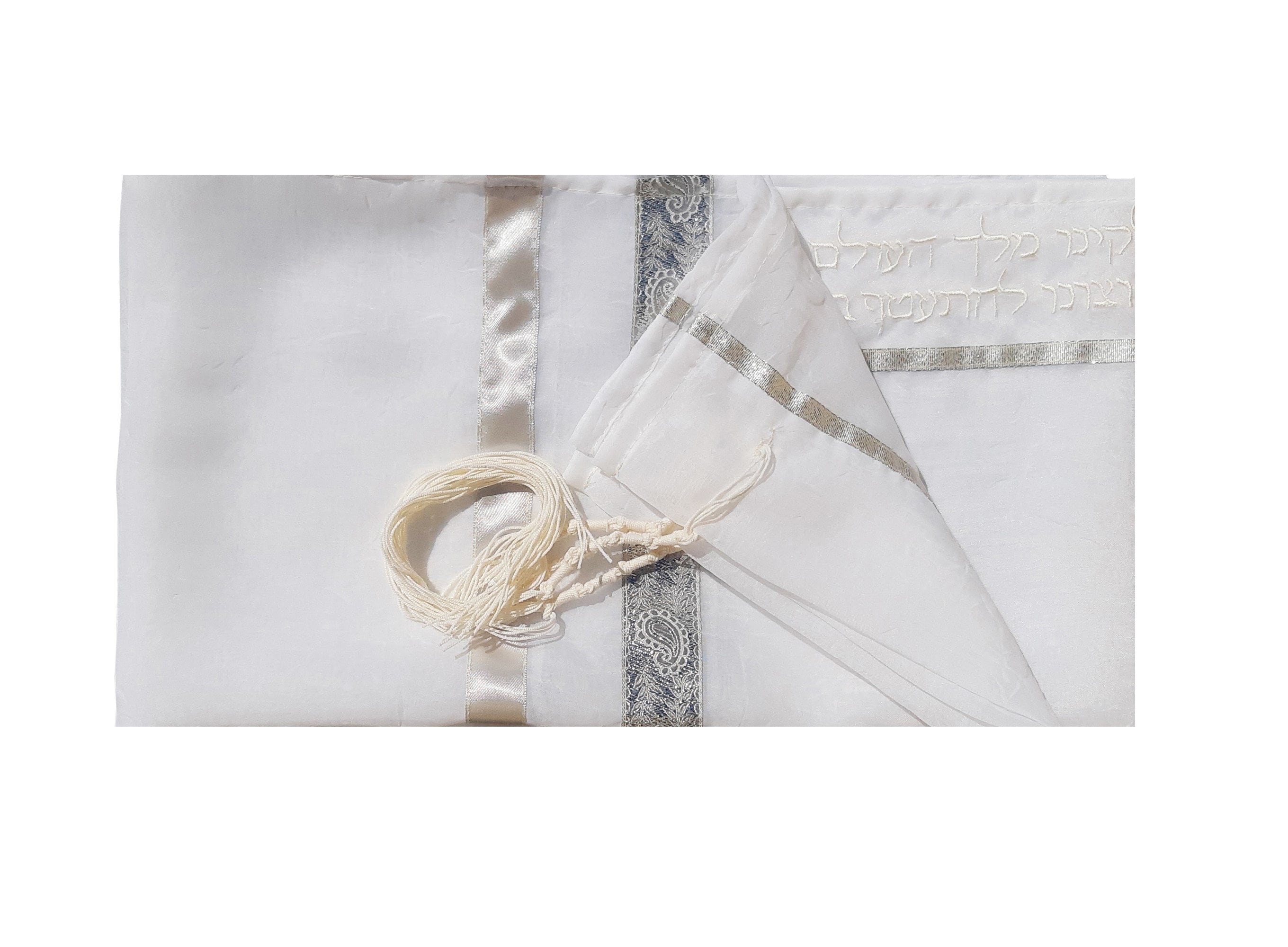 All-silver Girls Tallit Set Tzitzit With Silver Paisley Decoration ...