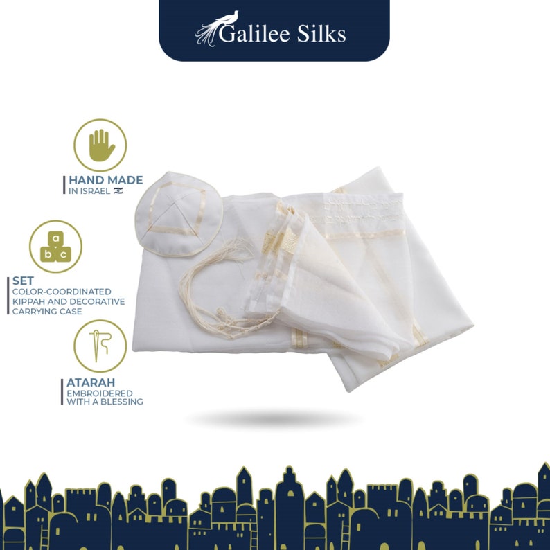 Personalized Tallit for Women, Cream Color Paisley Talit, Handmade in ...