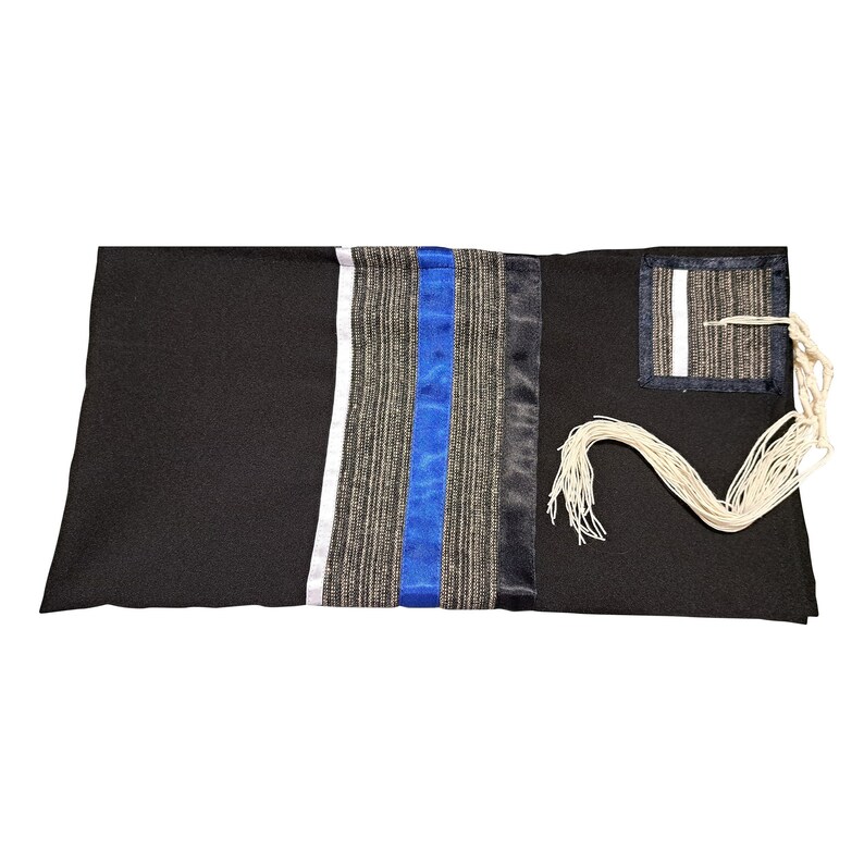 Personalized Black Tallit With Gray and Blue Stripes Bar - Etsy