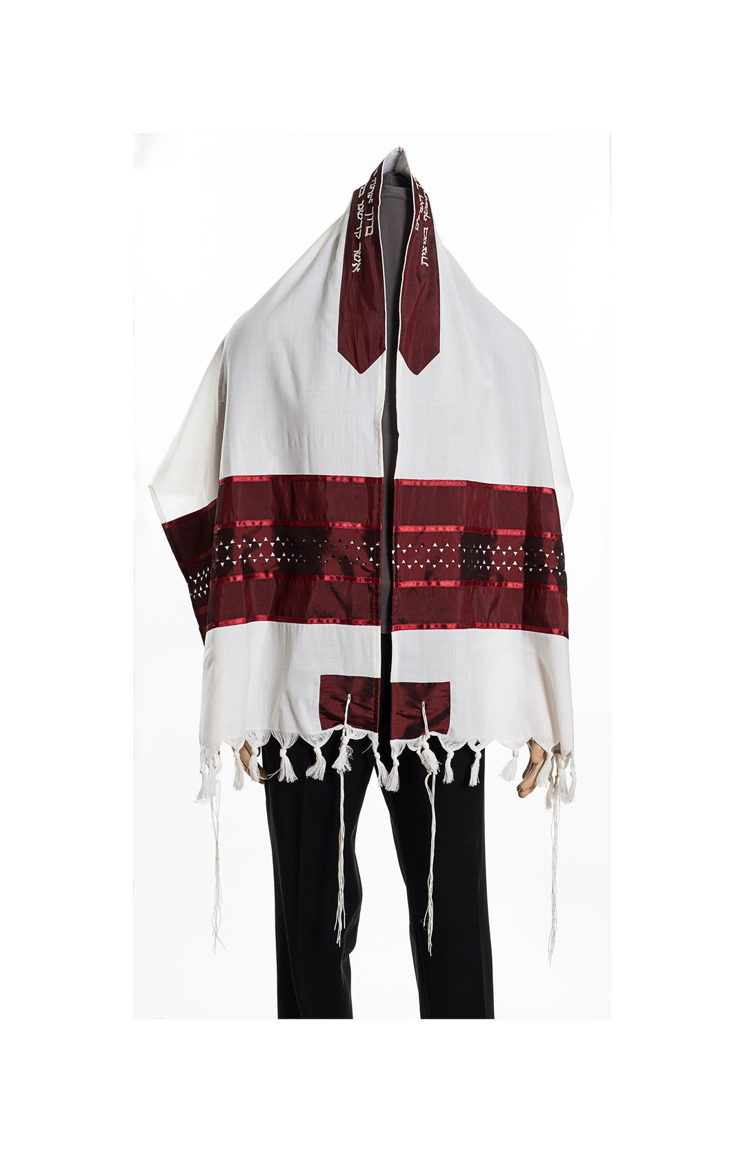Dark Red Star of David Wool Tallit,tallit,mens Jewish Tallit,tallit,bar ...