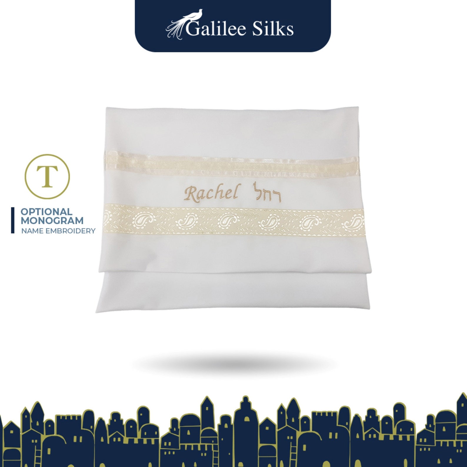 Personalized Tallit for Women, Cream Paisley Talit , Women's Tzitzit ...