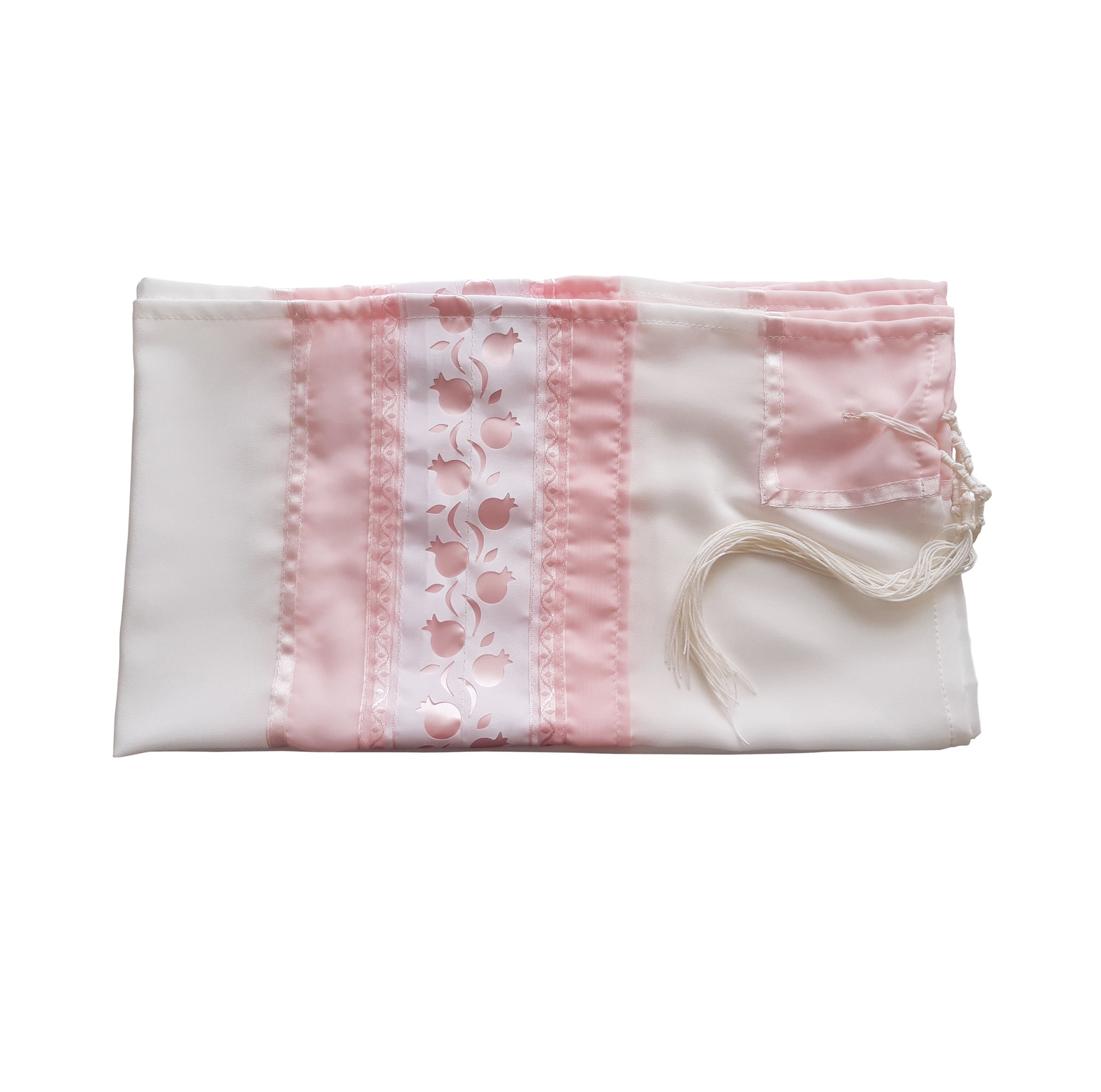 Personalized Tallit for Women, Pink Pomegranates Silk Tallit Tzitzit ...