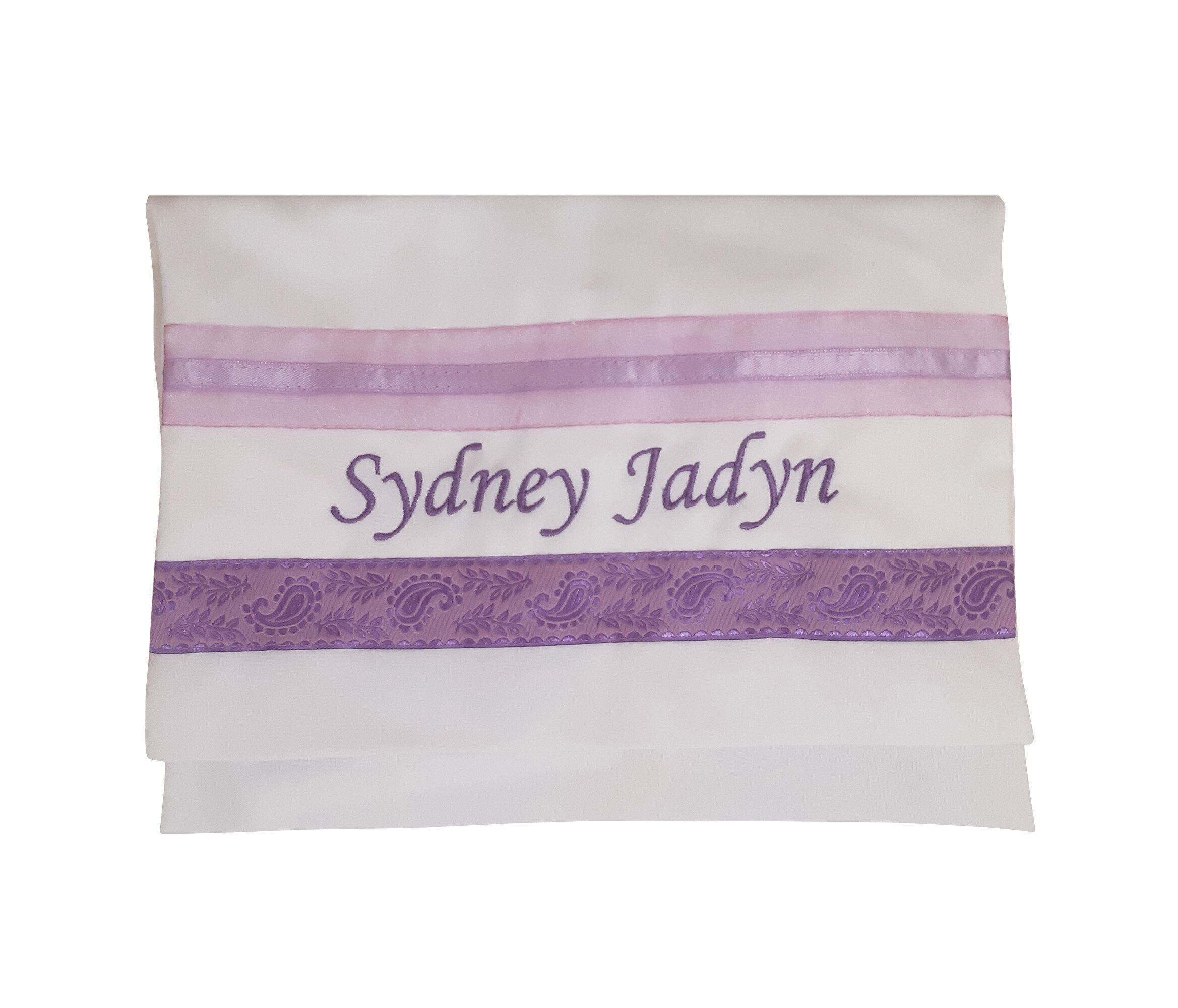 Sheer Tallit, Personalized Lilac Paisley Jewish Prayer Shawl for Woman ...