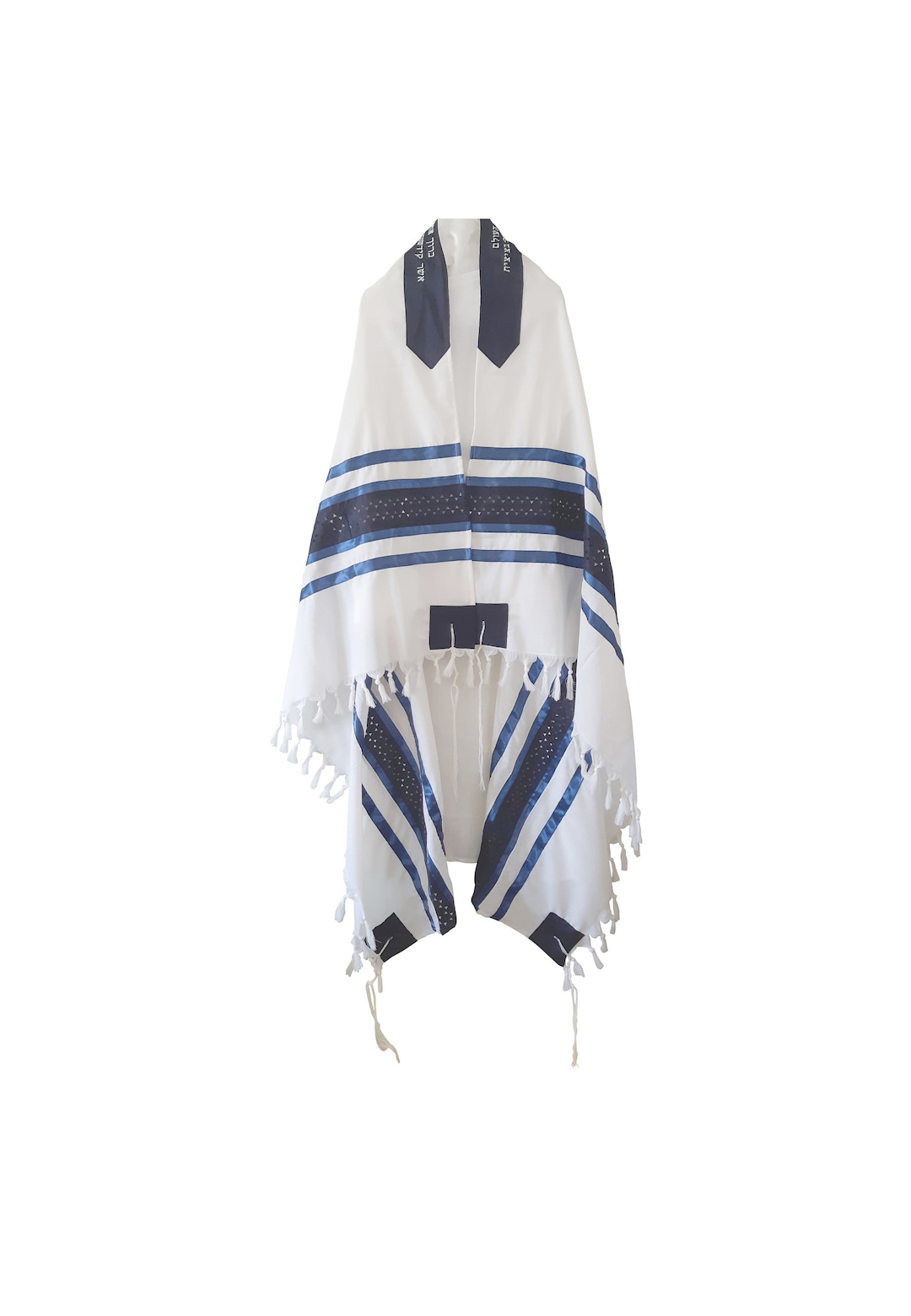 Personalized Wool Tallit With Blue Star of David Pattern, Tallit for ...