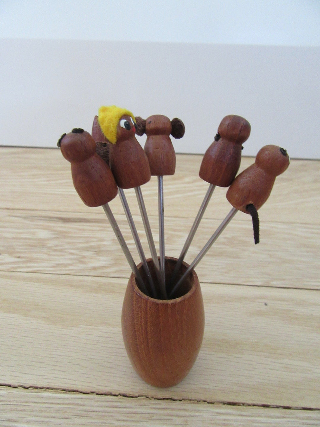 Scandinavian Modern Danish Steel and Teak Toothpick and Holder Set ...