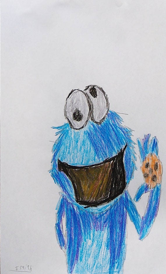 Cookie Monster Pencil Drawing