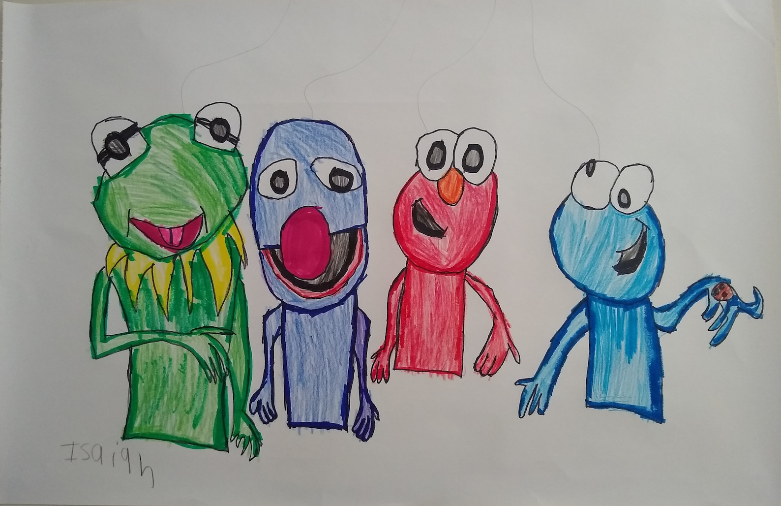 Grover, Kermit, Elmo, and Cookie Monster Posing - Etsy