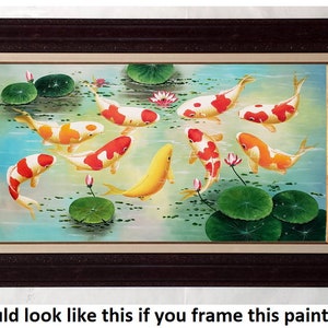 Nine Fishes #3, 24x48 100% Hand Painted Oil Painting on Canvas - Etsy