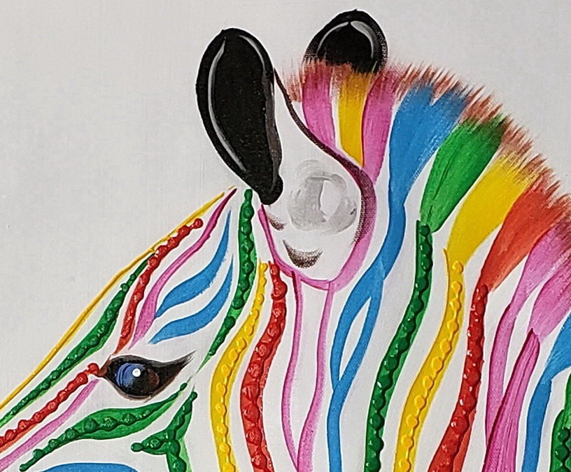 Zebra- #2, 20x24 Hand Painted Oil Painting on Giclee Canvas - Etsy