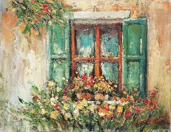 Window Flower 1 8x10 100% Hand Painted Oil Painting on - Etsy