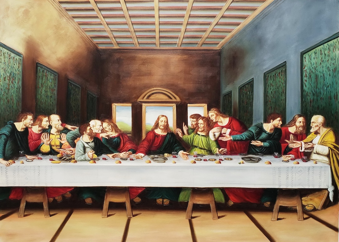 Last Supper Michelangelo 36x48 Hand Painted Reproduction Oil Painting ...