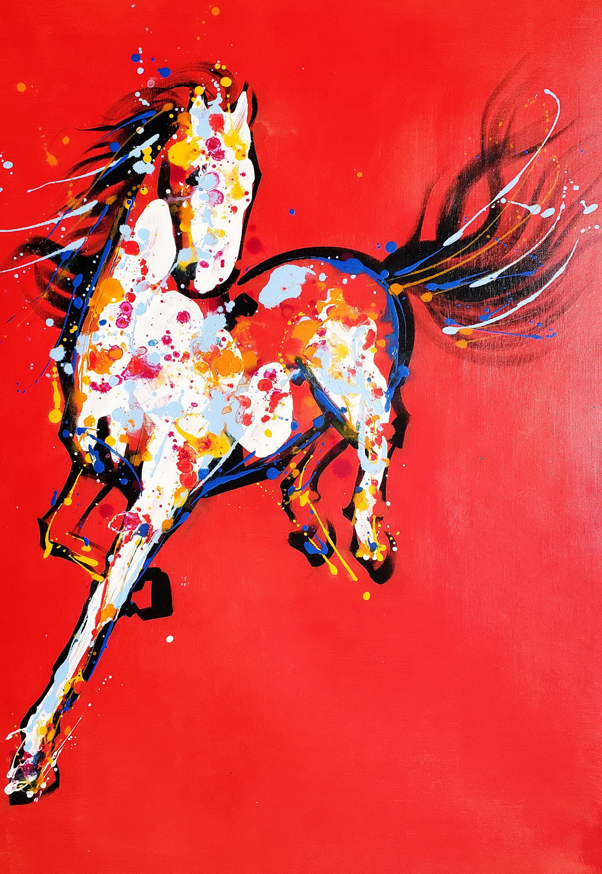 Red Abstract Horse Paintings