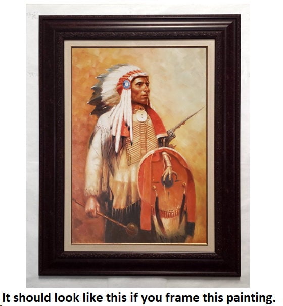 Apache Indian Chief, 36x24, 100% Hand Painted Oil Painting on Canvas ...