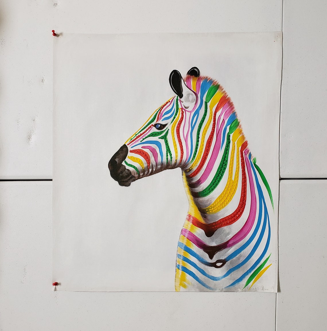 Zebra- #2, 20x24 Hand Painted Oil Painting on Giclee Canvas - Etsy