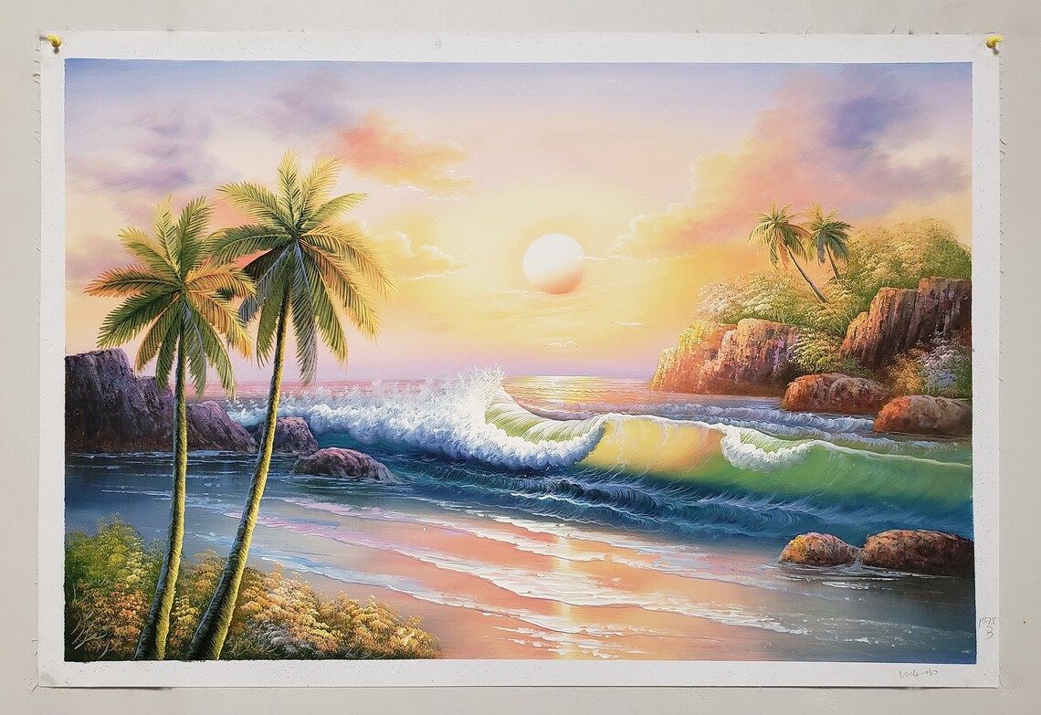 Sunset Beach SB1C22-3 24x36 100% Hand Painted Oil Painting - Etsy