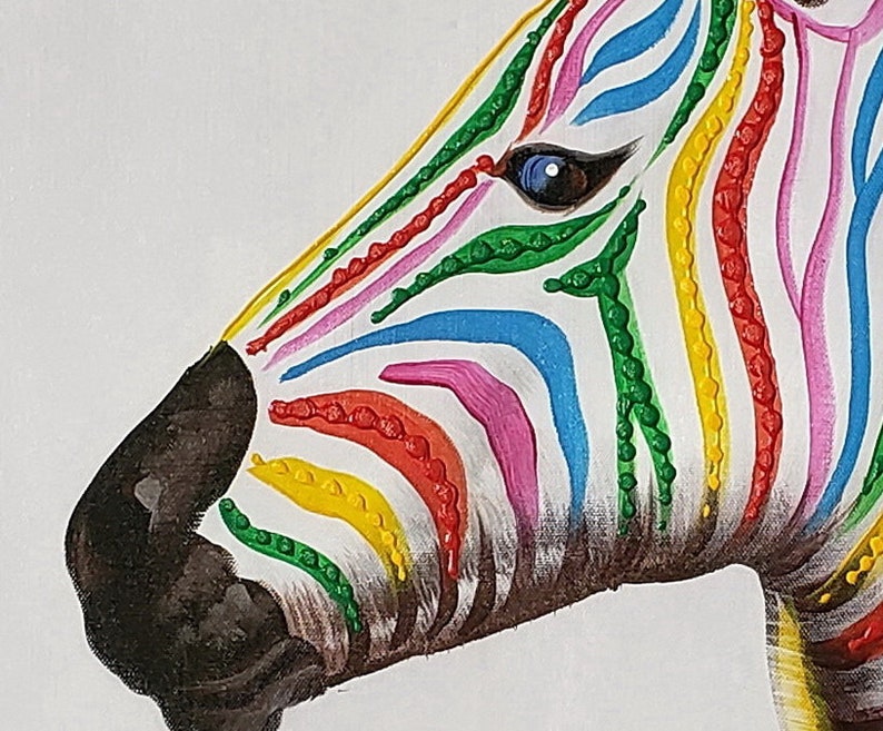 Zebra- #2, 20x24 Hand Painted Oil Painting on Giclee Canvas - Etsy