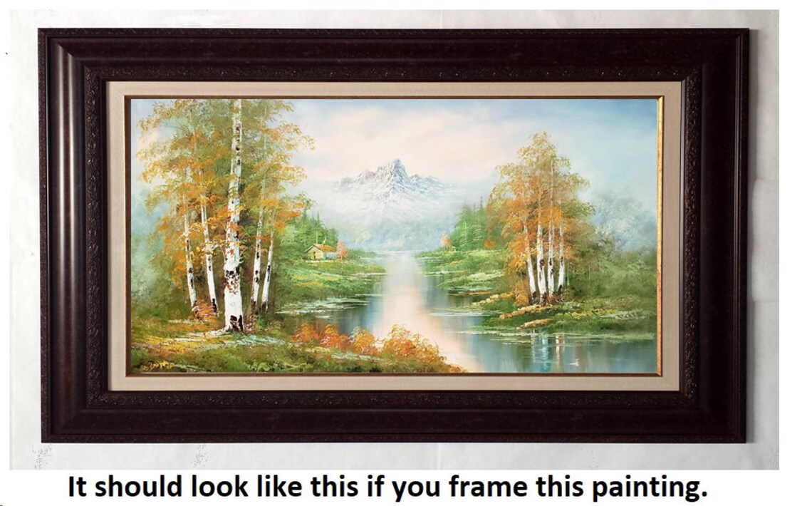 Mountain Landscape- #5, 24x48 100% Hand Painted Oil Painting on Canvas ...