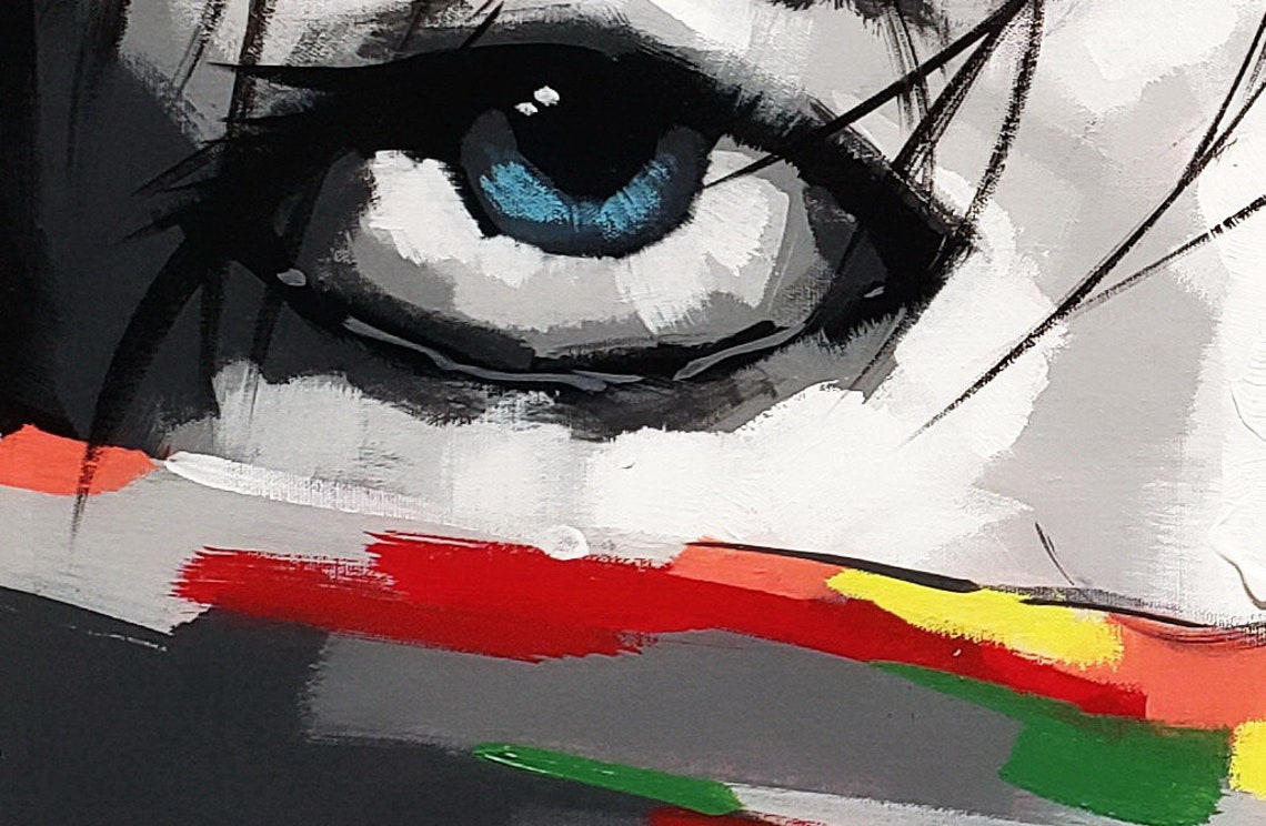 Woman With Blue Eyes - 24x36 - Acrylic & Oil Mixed Painting on Giclee ...