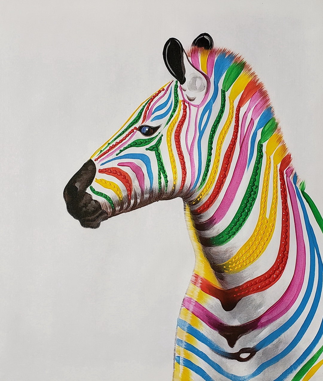 Zebra- #2, 20x24 Hand Painted Oil Painting on Giclee Canvas - Etsy