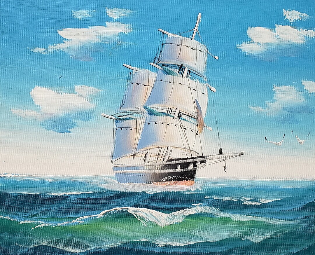 Clipper Ship #TB-2, 8x10, 100% Hand Painted Oil Painting on Canvas - Etsy