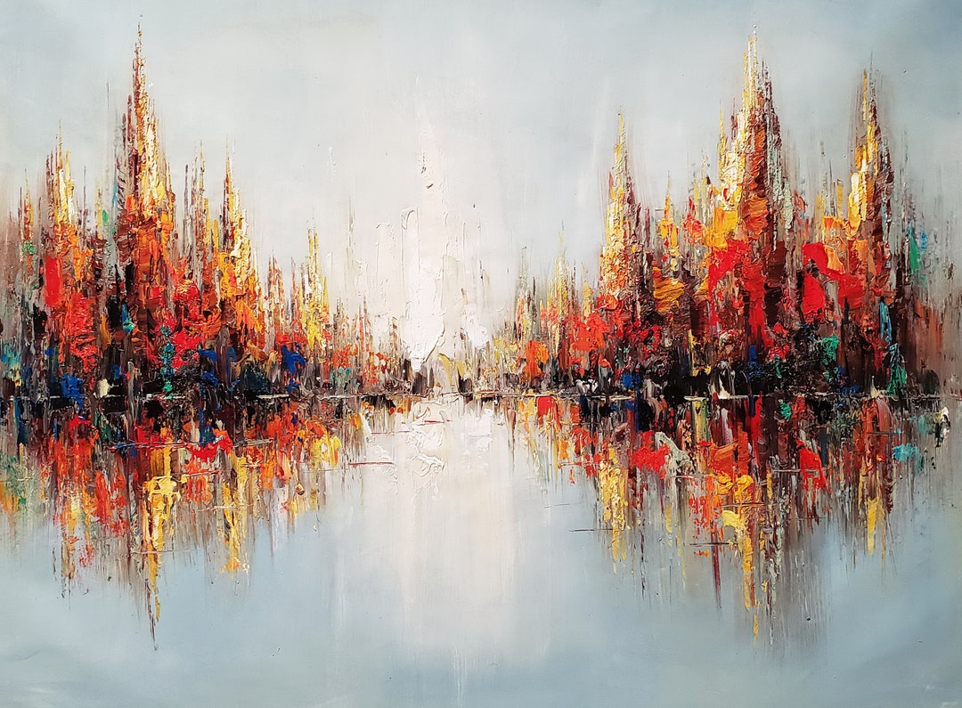 Abstract #3F-T2 -36x48, 100% Hand Painted Oil Painting on Canvas - Etsy