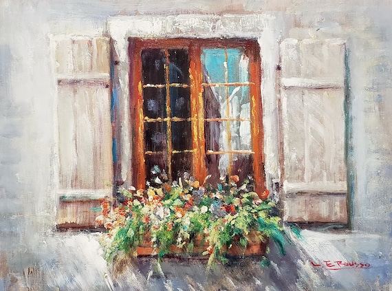 Window Flower 12x16 100% Hand Painted Oil Painting on Canvas - Etsy
