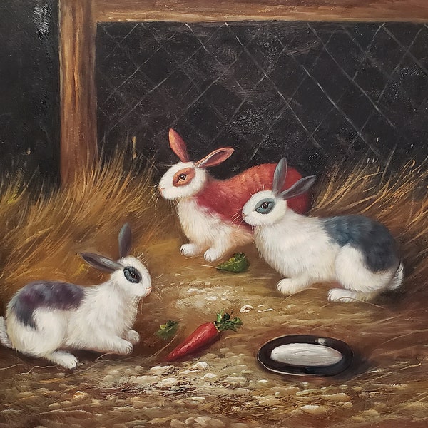 Rabbit Oil Painting - Etsy
