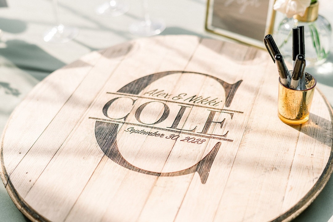 Barrel Top Guest Book Made From Whiskey Barrel Head | Wedding Guest ...