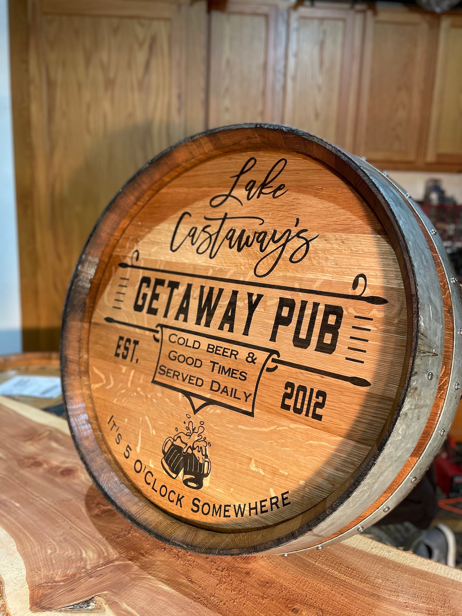 Bar Sign Wine Barrel Top Sign Pub Sign Cabin Sign Lake | Etsy