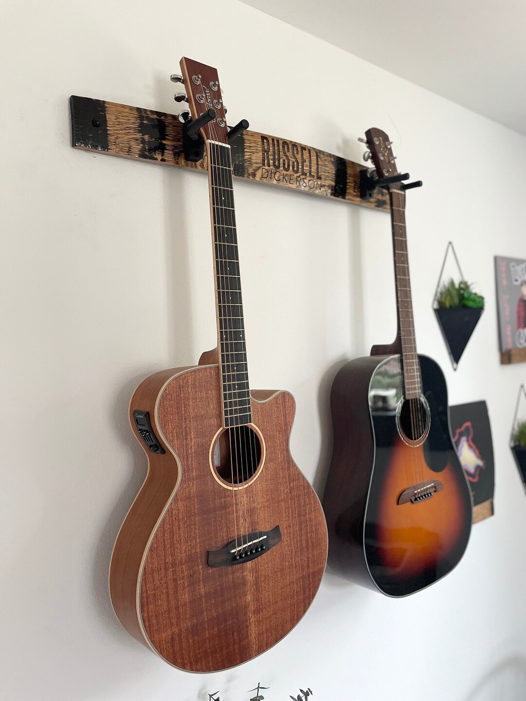 Personalized Guitar Wall Mount Made From Bourbon Barrel Stave | 2 ...