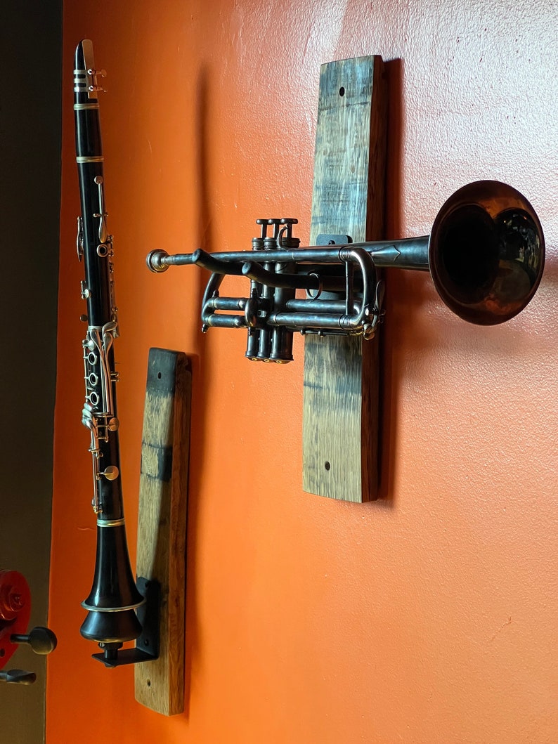 Whiskey Barrel Stave Trumpet Wall Mount - Trumpet Hanger - Horizontal ...