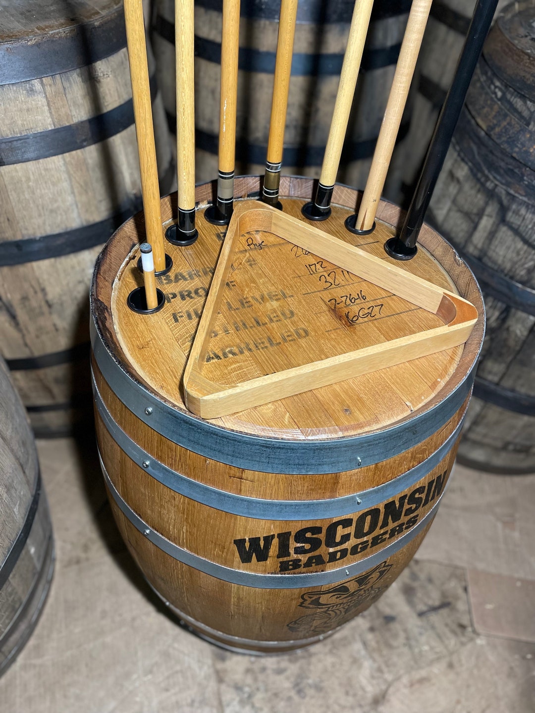 Barrel Pool Cue Holder | Personalized Pool Cue Holder With 30 Gallon ...