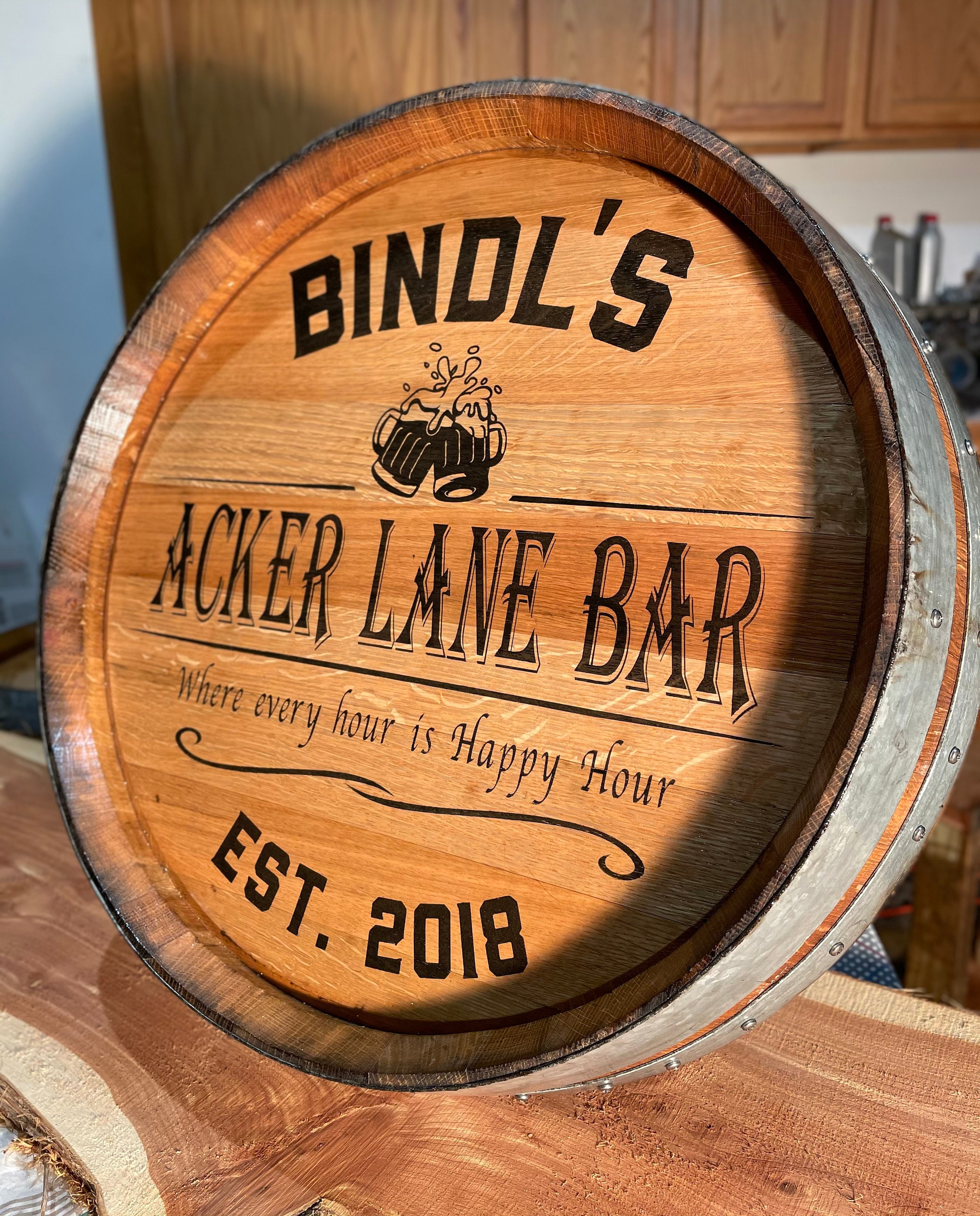 Bar Sign Wine Barrel Top Sign Pub Sign Cabin Sign Lake | Etsy