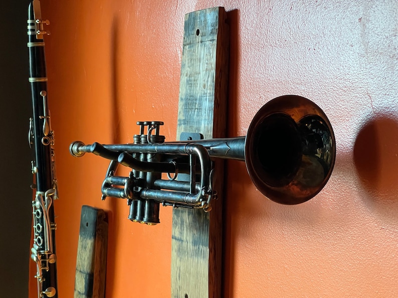 Whiskey Barrel Stave Trumpet Wall Mount - Trumpet Hanger - Horizontal ...