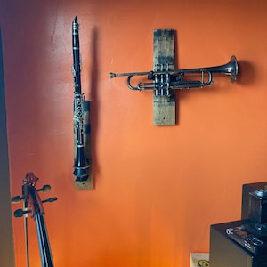 Whiskey Barrel Stave Trumpet Wall Mount - Trumpet Hanger - Horizontal ...