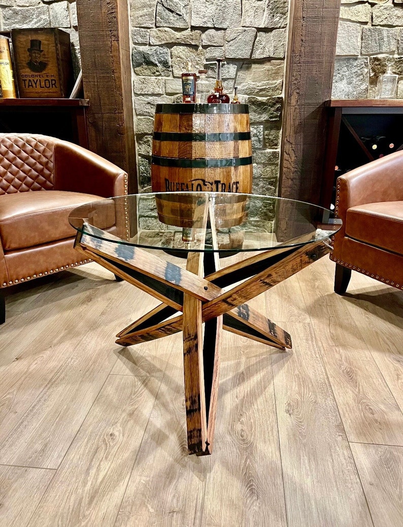 Whiskey Barrel Stave Coffee Table | Living Room Coffee Table | Side ...