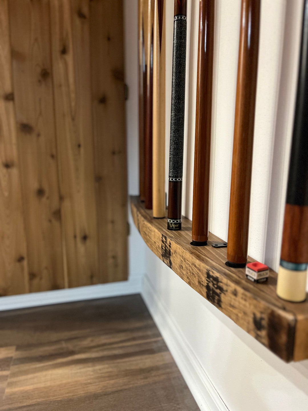 Barrel Stave Pool Cue Holder | Made From Authentic Bourbon Barrel ...