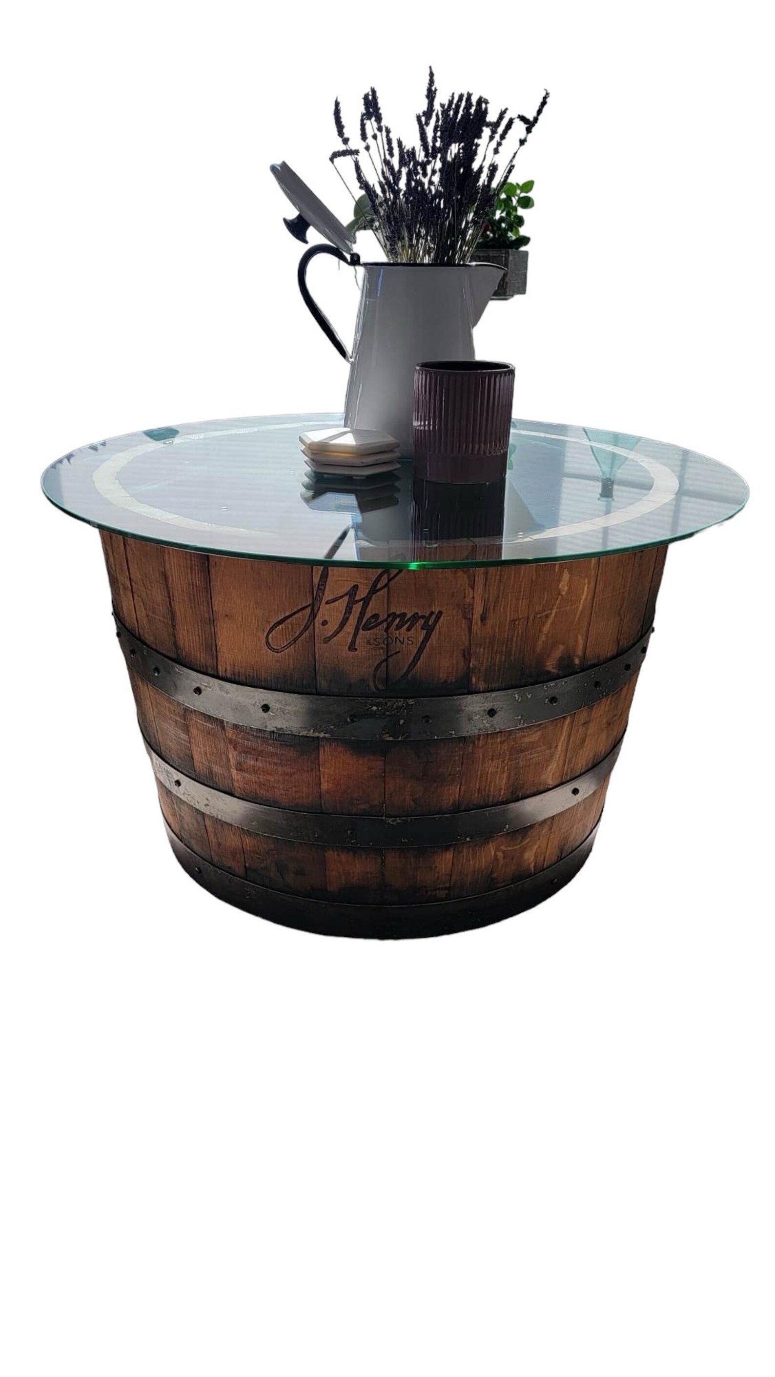 Half-barrel Coffee Table - Personalized | Whiskey Barrel Coffee Table ...