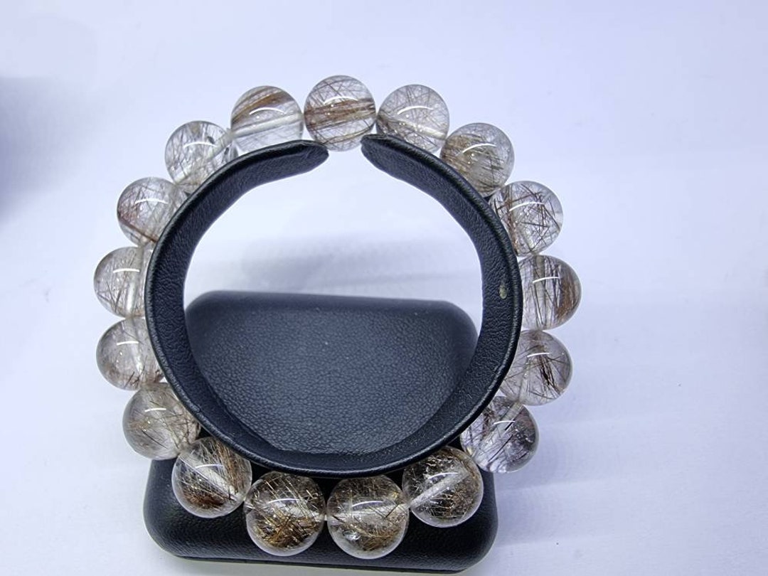 Natural Silver Rutile Quartz Bead Bracelet (10mm) - Etsy