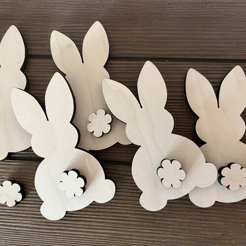 Unfinished DIY Bunny Rabbit Easter Cottontail Wood Cutout | Etsy