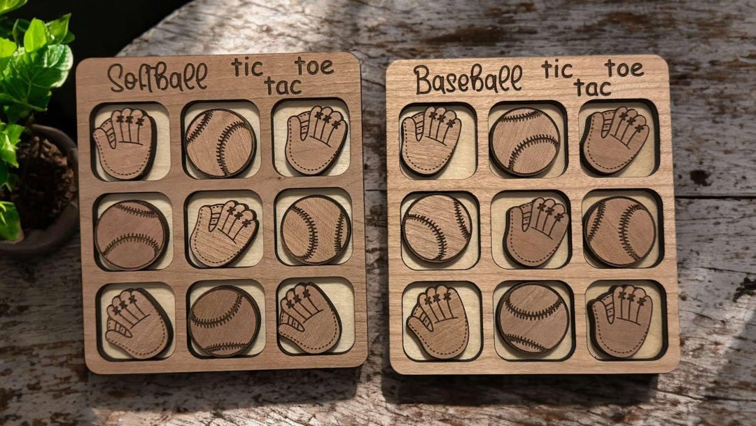 Cherry Wood Baseball or Softball Tic Tac Toe – Travel Size Game With ...