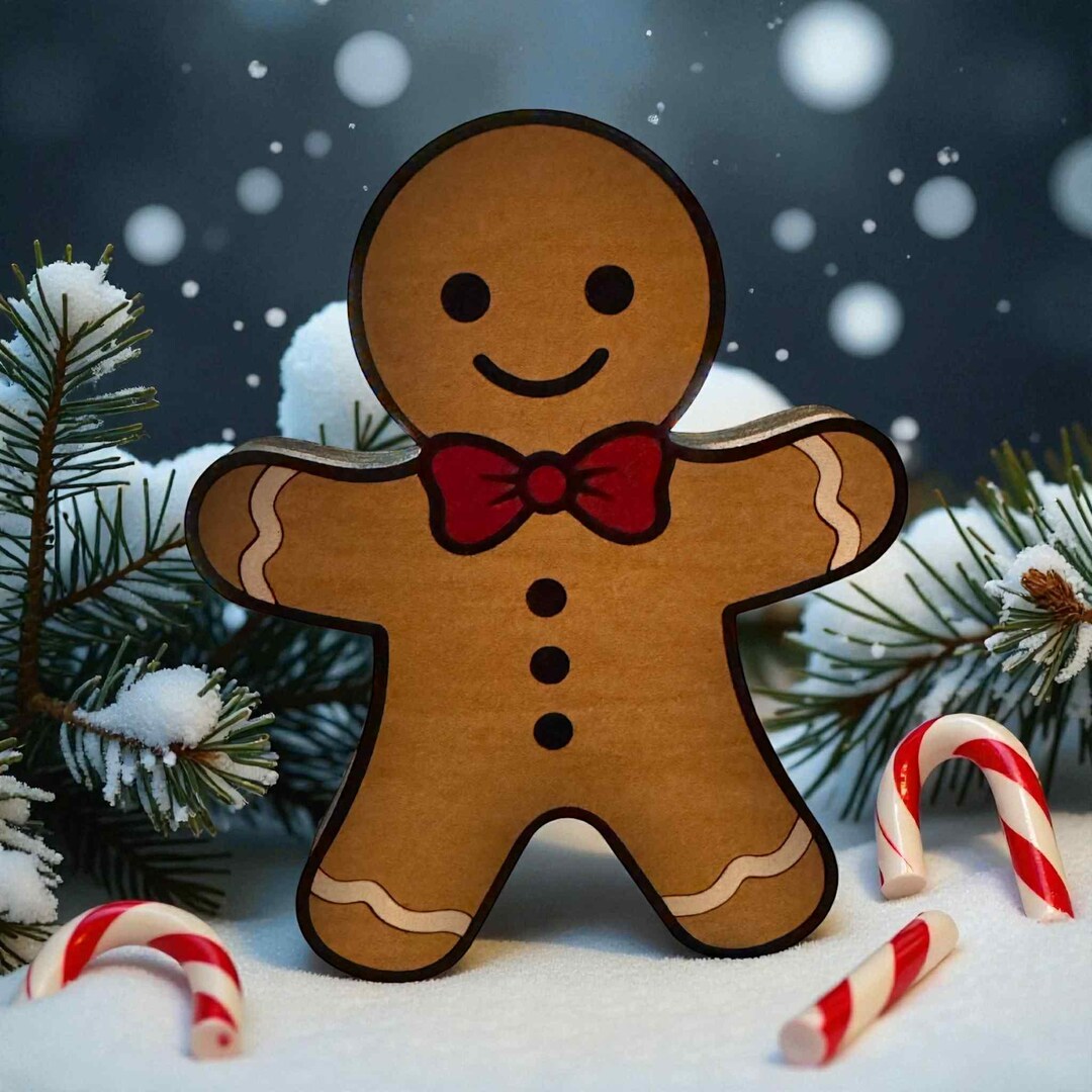 Personalized Wooden Gingerbread Man Shelf Sitter | Farmhouse Christmas ...